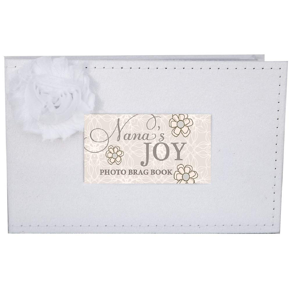 The Grandparent Gift Co. Nana Joy Grandchildren Photo Album, 5x7 Faux Suede with White Flower Accents, Holds 32 4x6 Images, Post Bound, Giftable