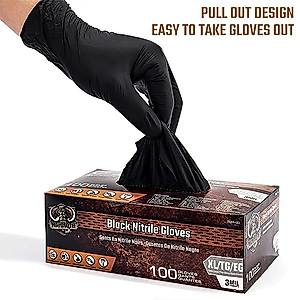 IRON MAMMOTH Nitrile Gloves Disposable Large Black Cleaning Gloves for Household 100-Count