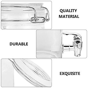 Hemoton Glass Dispenser Jar Beverage Dispenser Glass Jar with Tap Party Drink Dispenser Juice Dispenser Mason Jar with Spigot Glass Jar with Faucet