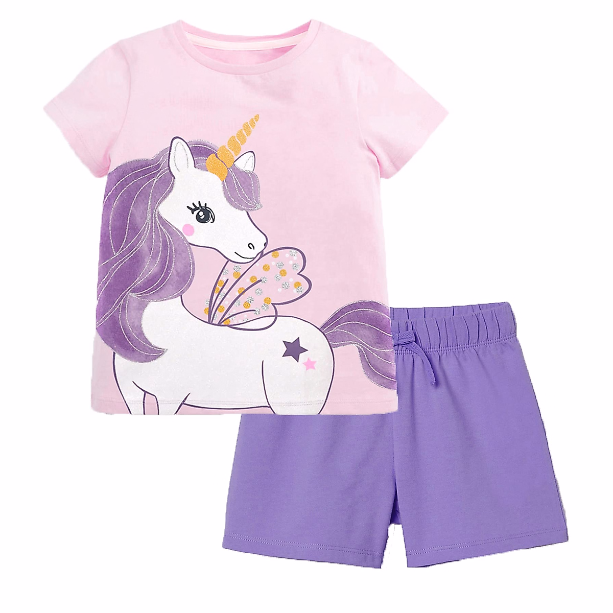 Girls Short Sleeve Tee Shorts Set Kids Tops Pants 2pcs Set Summer Casual Clothing Set 3T