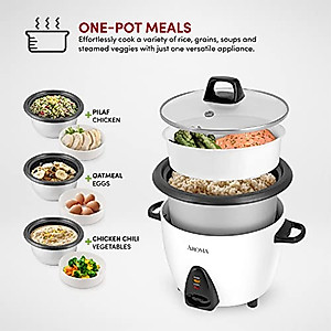 Aroma Housewares ARC-360-NGP 20-Cup Pot-Style Rice Cooker & Food Steamer, White