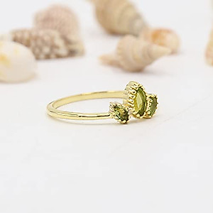 Peridot Ring-Eternity Ring-Promise Ring- 3x6 mm Marquise Cut Genuine Peridot Handmade Ring-Minimalist Engagement Ring-Delicate Ring for Women (9)