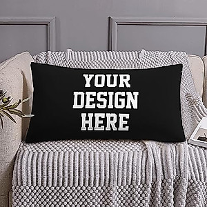 Custom Pillows with Picture Add Your Picture Logo Text Personalized Pillow with Photo Design Your Own Personalized Gifts Black 20x36In Pillow Case