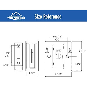 HOMOTEK 2 Pack Privacy Pocket Door Lock Hardware with Pull - Replace Old Or Damaged Sliding Door Locks Quickly and Easily, 2-3/4”x2-1/2”, for 1-3/8” Thickness Door, Brushed Nickel