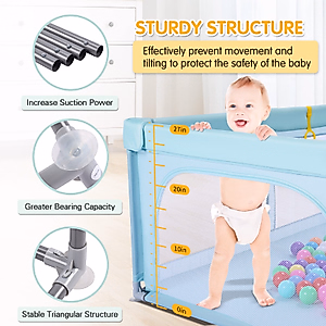 Baby Playpen Extra Large for Babies/Toddlers/Twins 79'' x 59'' Floor Baby Pen, Sailnovo Large Baby Play Pen Play Yard for Baby, Baby Fence Activity Center with Anti-Slip Sucker and Handler(Green)