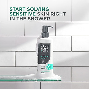 DOVE MEN + CARE Advanced Care Face + Body Cleanser Sensitive Calm 3 Count for Sensitive Skin Body Wash with Natural Extract Aloe Vera 16.9 oz