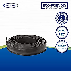Suncast 20 ft. Plastic Landscape Edging Roll for Garden, Flower Beds, and Lawn, Black