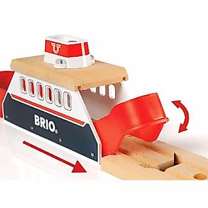 BRIO World 33569 - Ferry Ship - 3 Piece Wooden Toy Train Set for Kids | Interactive Light and Sound Features | Compatible with All BRIO Train Tracks | Ideal for Ages 3 and Up