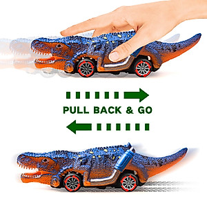 FFTROC Dinosaur Toys for Kids 3-5 Pull Back Cars 6 Pack - Monster Trucks Toys for 3 4 5 Year Old Boys Toys Birthday