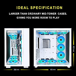 KEDIERS PC Case Pre-Install 9 ARGB Fans, ATX Mid Tower Gaming Case with Opening Tempered Glass Side Panel Door Desktop Computer Case,C590