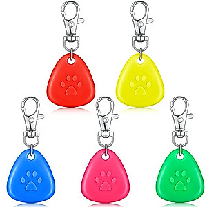 5 Pcs Clip on Dog Collar Silicone LED Dog Collar Dog Tag Light Dog Collar Light Waterproof Safety Night Walking Lights for Camping Dog Cat, Battery Included, 5 Colors (Paw)