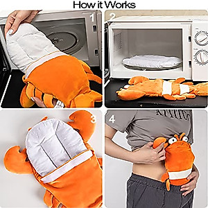 Infowush Microwave Wireless Heating Pad for Pain Relief,Lobster Plush Heating Pad with Removable Lavender Scented, Heatable Stuffed Animal,Hot Therapy for Cramps,Back,and Neck Orange