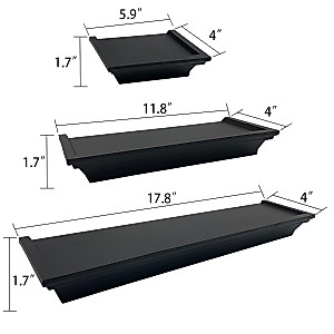 jomajo Floating Shelves for Room Decor, Shelves for Wall Storage, Wall Mounted Shelf for Plants,Books, Small Wall Shelves for Bedroom，Bathroom，Living Room，Kitchen（Black Set of 5）