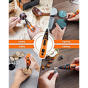 Mini Cordless Rotary Tool kit, ENGiNDOT 3.7V with 32 Accessories, 3-Speed, USB Charging Rotary Tool for Sanding, Polishing, Drilling, Etching，Engraving, DIY Crafts