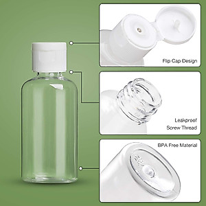 50ML Plastic Empty Bottles Clear Travel Containers Travel Size Bottles with Flip Cap, HDPE Squeezable Refillable Toiletry/Cosmetic Bottles - Set of 25 - Oval Design (clear)
