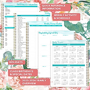 Teacher Planner 2023-2024 - 2023-2024 Teacher Planner, Academic Planner 2023-2024 from July 2023 to June 2024, 8" x 10", Teacher Lesson Plan Book with Quotes, Strong Twin-wire Binding - Floral