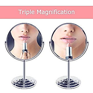 Schliersee Magnifying Vanity Table Mirror Double Sided 7 Inch Swivel 3X Magnification Makeup Standing Mirror