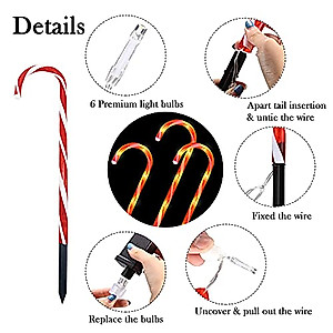 SUNYPLAY Christmas Candy Cane Pathway Marker Lights, Outdoor Christmas Pathway Lights for Christmas Holiday Walkway Patio Garden