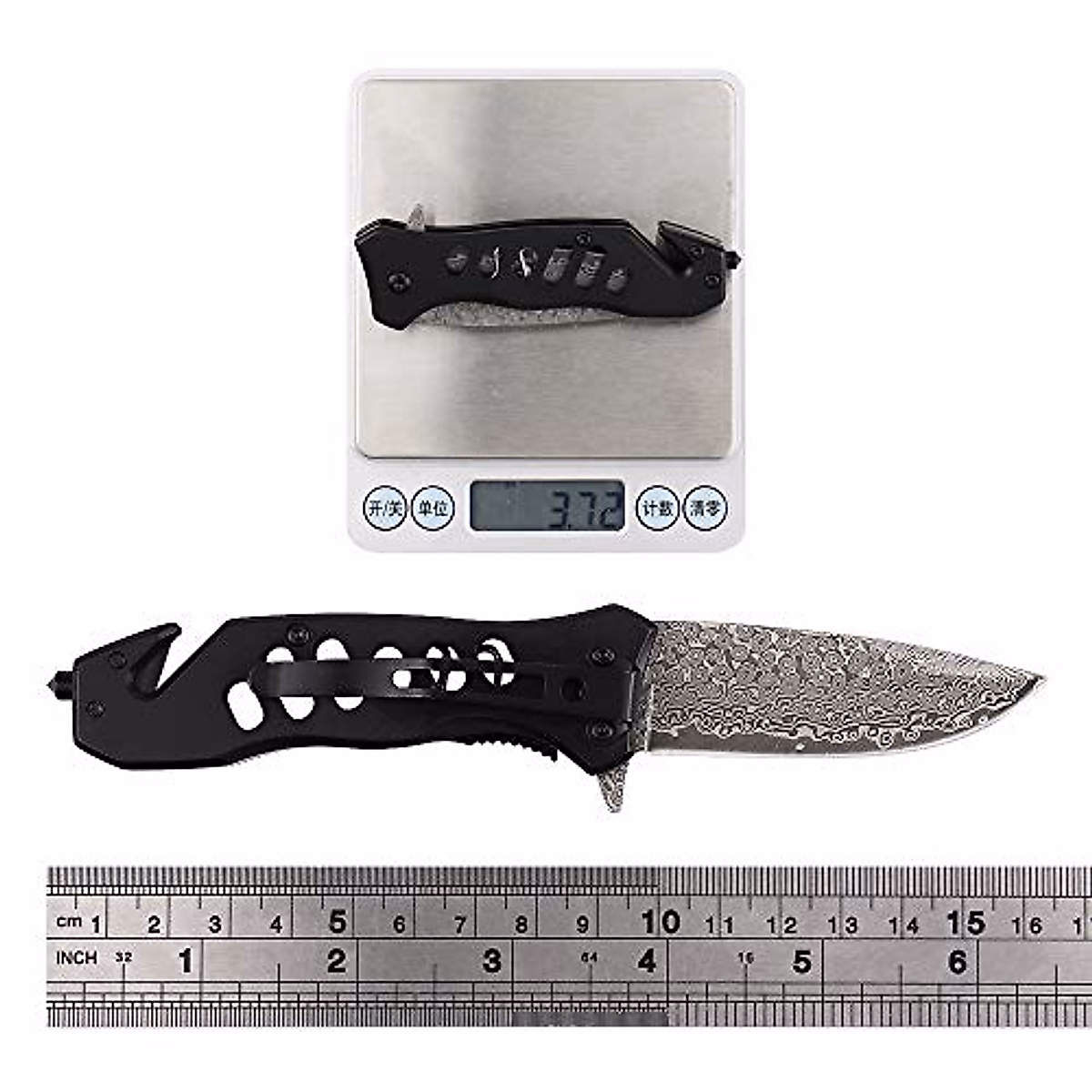 ALBATROSS EDC Cool Tactical Folding Pocket Knife with Modern Damascus Steel Blade, SpeedSafe Spring Assisted Opening Knifes with Liner Lock,Pocketclip,Glass Breaker,Seatbelt Cutter, Gifts Box(Black)