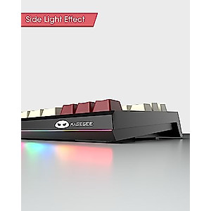 Compact 80% Mechanical Gaming Keyboard, Wired tkl Keyboard with Yellow Switches, Ergonomic Design Retro Style Gaming Keyboard with Rainbow Led Backlit for Windows PC Mac, Black & White