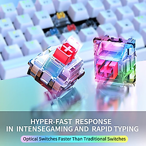 Punkston TH61 60% Mechanical Gaming Keyboard,RGB Backlit Wired Ultra-Compact Mini Mechanical Keyboard Full Keys Programmable White (Optical Black Switch)