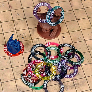 CZYY Upgraded Condition Rings 96 PCS Status Effect Markers in 24 Conditions & Spells Magic Book Storage Box Great DM Tool for Dungeons & Dragons, Pathfinder, D&D and RPG Miniatures