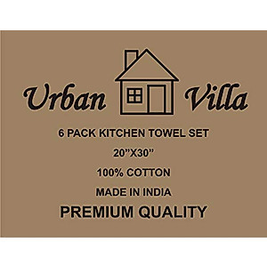 Urban Villa Kitchen Towels Premium Quality 100% Cotton Solid Kitchen Towels Set of 6 Ultra Soft Size 20X30 Inches White Color Kitchen Towel Highly Absorbent Kitchen Towels
