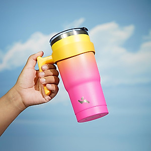 Konokyo 20oz Tumbler with Handle and 2 Straw 2 Lid, Insulated Water Bottle Stainless Steel Vacuum Cup Reusable Travel Mug,Rainbow