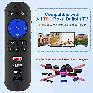 Pack of 2 Replacement Remote Compatible with All TCL Roku TV Remote, RC280 RC282 Remote for TCL 28 32 40 43 48 49 50 55 65 75 85 inch Smart Roku TV, No Setup & Pair Requried