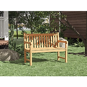 A-ECO LIVING Teak Outdoor Bench, 2-Seat Wood Patio Bench, 47 inch Patio Long Garden Bench Ideal for The Front Porch, Backyard, Deck, Lawn