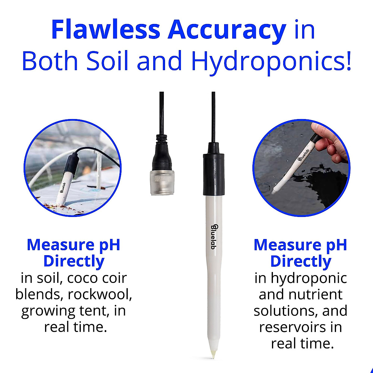 Bluelab PROBPH pH Probe for Water, Replacement Electrode for Meter, Monitor, and Controller & Bluelab CAREKITPHCON Probe Care Kit for pH and Conductivity (TDS) Probes and Pens with 4 Solutions