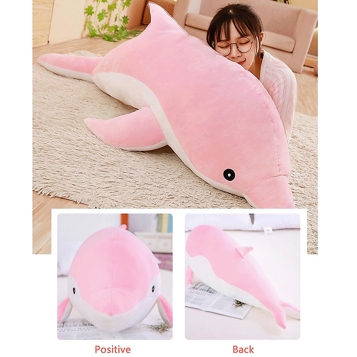 AHXHWKA Giant Dolphin Stuffed Animals Plush Pillow Super Soft Sea Animal Plush Toys Dolls Sleeping Cushion for Boys Girls Gifts 39.4IN