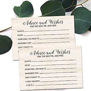 TENTADO Advice and Wishes Cards for the New Mr and Mrs, Bride & Groom, Newlyweds, Wedding Advice Cards Perfect for Bridal Shower or Wedding, Wedding Guest Book Alternative, Pack of 50 4x6 Inch