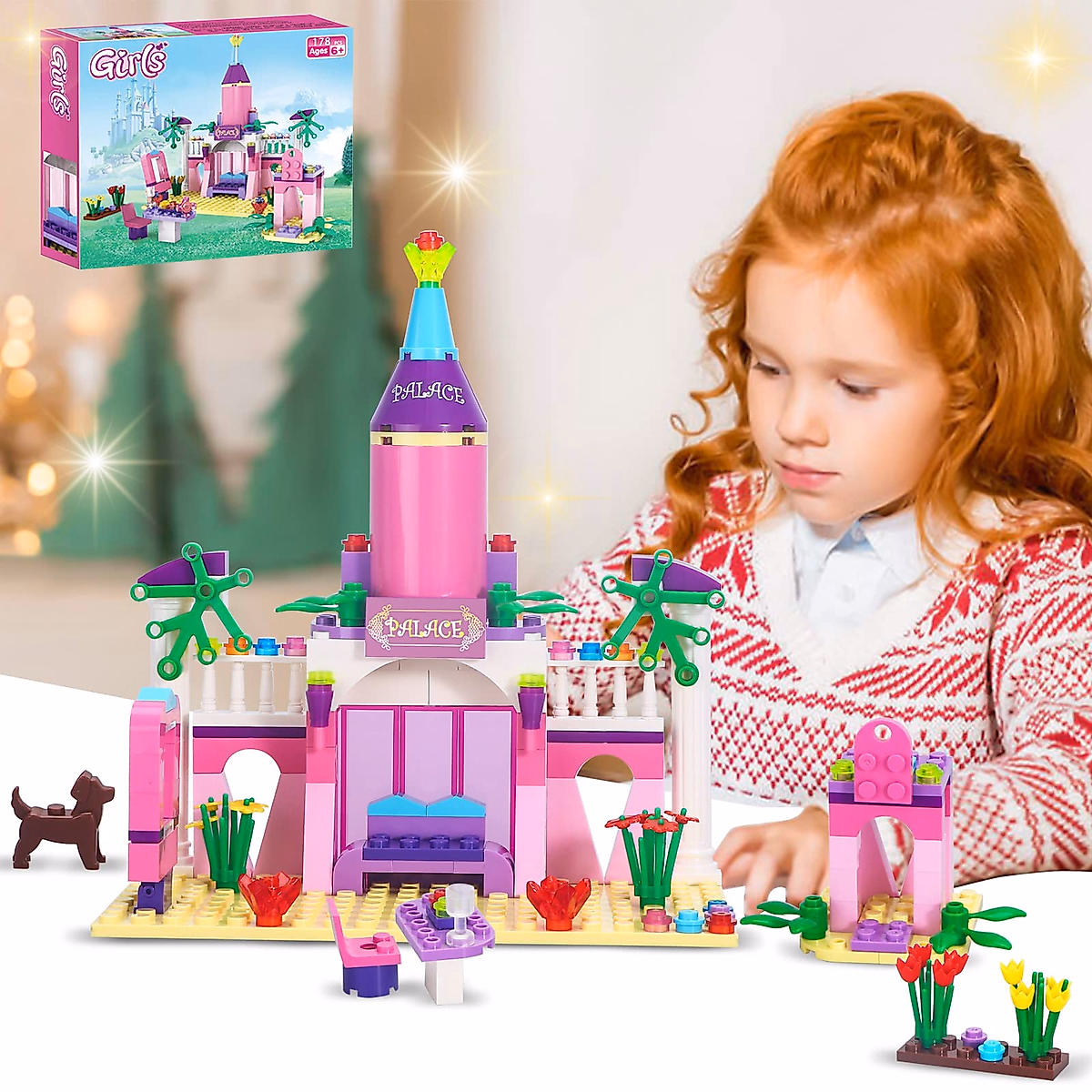 BRICK STORY Girls Princess Castle Building Blocks Toys 178 Pieces Pink Palace Fairy Castle Building Set Girls Friends Construction Toy Castle Playset Great Small Gift for Kids Age 6 7 8 9 10 and up