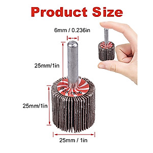 Rocaris 40 Pack Flap Wheel 1" x 1", 1/4" Mounted Shank Aluminum Oxide Grit# 60,80,120,240 for Drill