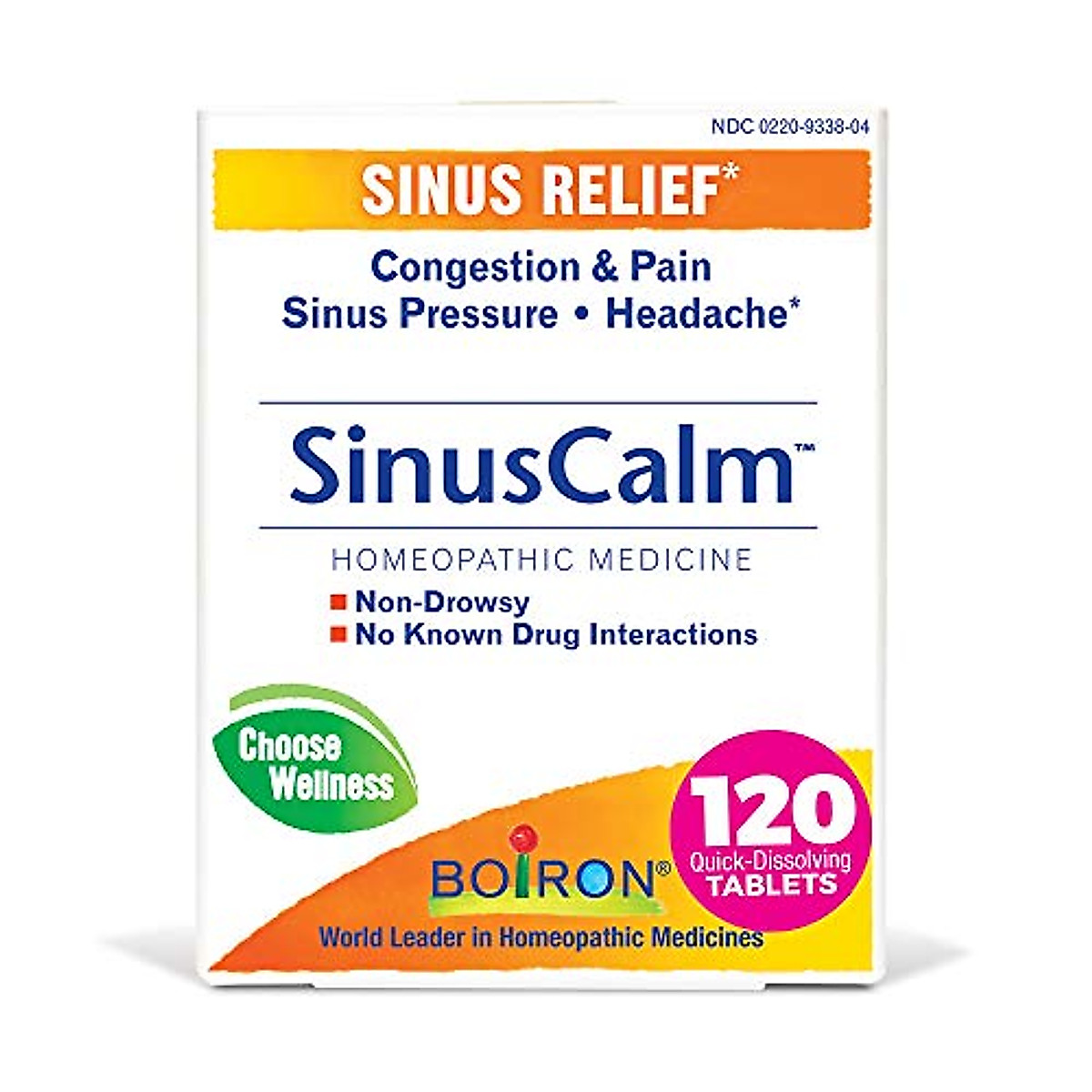 Boiron Sinuscalm Tablets for Sinus Pain Relief, Runny Nose, Congestion, Sinus Pressure, Headache - 120 Count (Pack of 1)