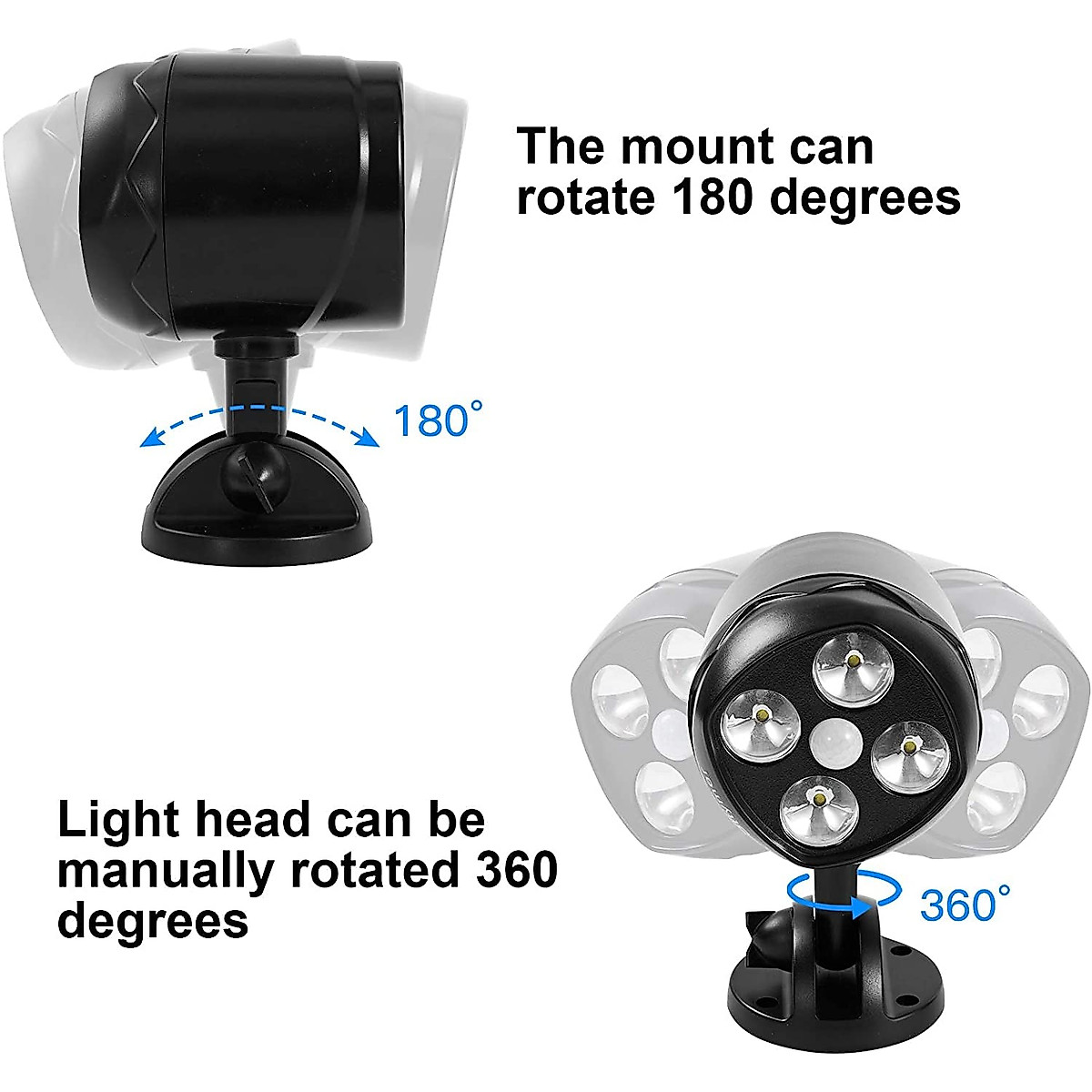 Outdoor Motion Sensor Light Battery Operated, Hotomely IP65 Waterproof Ultra Bright Motion Sensor Outdoor Lights Head Adjustable with 8W 600 Lumen 6000K 4LEDs for Garage Yard Porch and Patio (2 Packs)