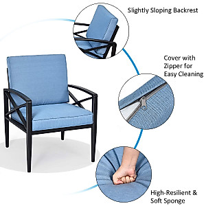 Tangkula 8PCS Outdoor Aluminum Patio Conversation Set, Patio Sofa Set 2 Loveseat, 4 Single Sofas, 2 Coffee Table, Outdoor Furniture Set w/Padded Cushions for Garden, Yard, Pool, Backyard (2, Blue)