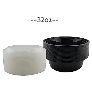 Meal Prep Containers 32oz Plastic Take-Out Container with Lids, 1 Compartment, BPA-Free, Microwave Safe, Food Storage Containers with Lids for Lunch, Salad, Bento Box (50 Pack)