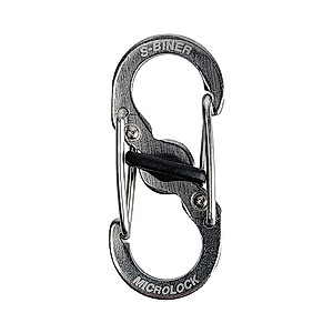 Nite Ize S-Biner MicroLock, Locking Key Holder, Stainless-Steel 2-Pack
