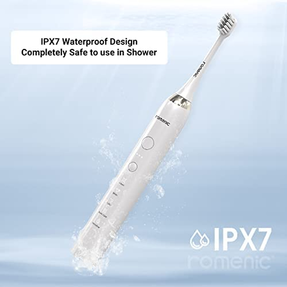 ROMENIC Electric Toothbrush, Sonic Toothbrush for Adults, 5 Modes and High-speed 48,000 VPM Motor, One Charge for 60 Days, Recommended Travel Toothbrush Set with Replacement Brushheads and Travel Case