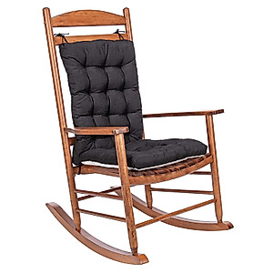 Rocking Chair Cushion Comfortable Tufted Seating Pads Non-Skid Backed Set of Cushion Back and Seat Bottom for Porch Rocker Outdoor Indoor Office Dining Chairs (24"x17" Back, 17"x17" seat, Black)