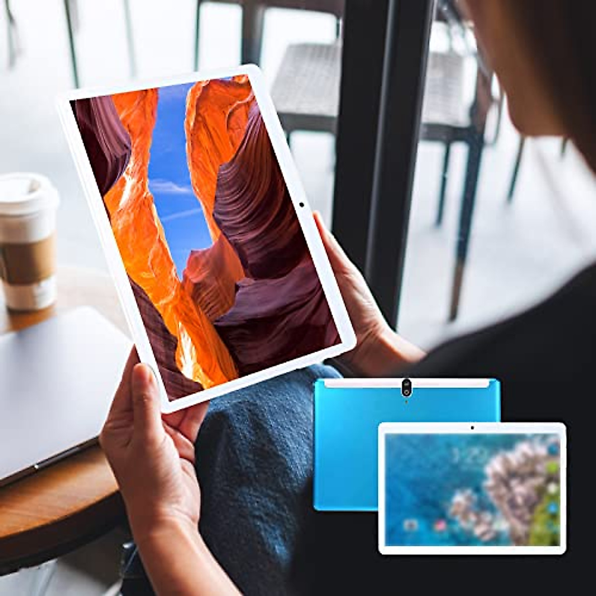 Tablet 10.1", All-New Fire 1GB+16GB Tablets Dual Camera HD Touchscreen Tablets PC, IPS HD Screen, 4000 mAh Long Battery Life, WiFi-Bluetooth Unlocked Phablet, Gift for Kids & Friends (Blue)