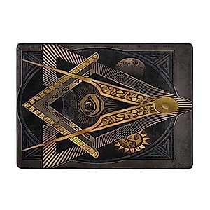Masonic Freemasonry Meditation for Freedom Cozy Throw Rug Carpet Soft Non-Slip Floor Mat for Bedroom Living Room Office Home Decor 84 X 60 in