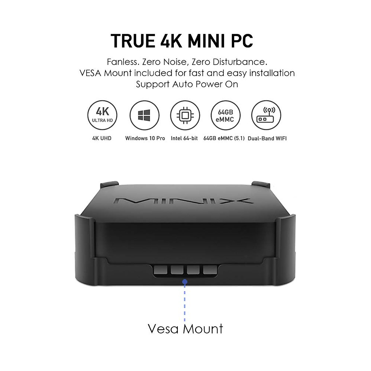 MINIX Neo Z83-4 Plus, 4G/64G Intel X5-Z8350 Fanless Mini PC Windows 10 Pro. Dual-Band Wi-Fi/Gigabit Ethernet/Mini DP/4K UHD/Auto Power On. Ideal Home/Office/Industrial and Digital Signage Solution