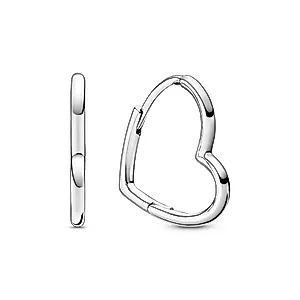 PANDORA Asymmetrical Heart Hoop Earrings - Timeless Earrings for Women - Great Gift for Her - Made with Sterling Silver, No Gift Box