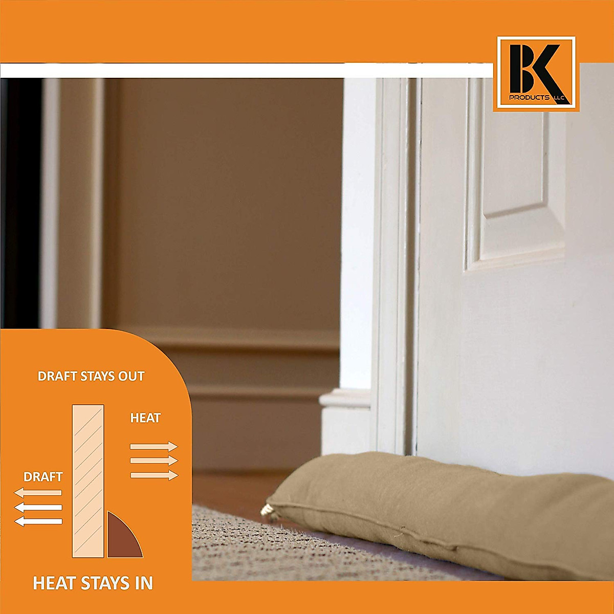 Draft Stopper - Door Draft Stopper Blocker - Under Door Weather Insulator Seal 37 inches - Sticks and Swings with The Door, Never Bend,2 Lbs Heavy and Effective Under Door Draft Stopper Energy Saver