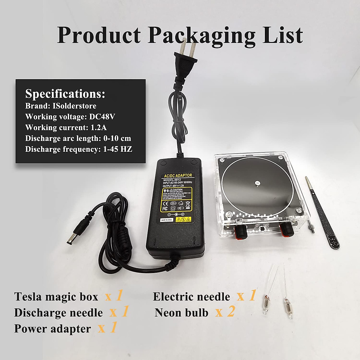 ISolderStore Musical Tesla Coil Speaker Mini Bluetooth Music Tesla Coil Magic Box Arc Plasma Artificial Lightning Desktop Toy Magic Beat Electron Tesla Box Assembled