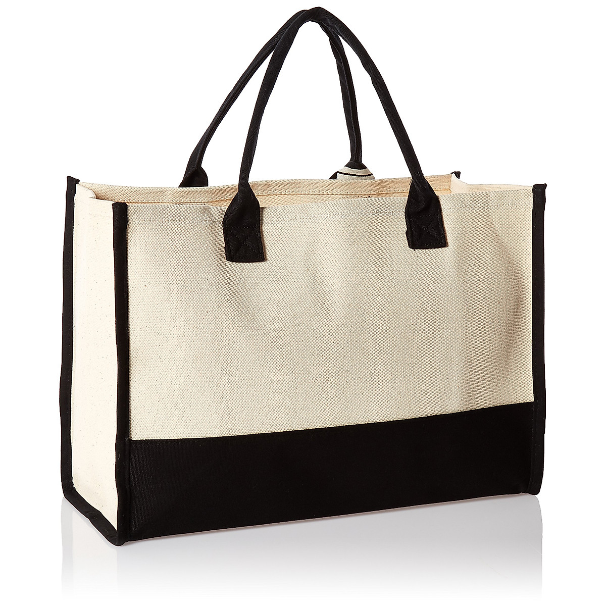 Mud Pie Classic Black and White Initial Canvas Tote Bags (B), 100% Cotton, 17" x 19" x 2"