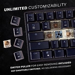 HK GAMING GK61s Mechanical Gaming Keyboard - 61 Keys Multi Color RGB Illuminated LED Backlit Wired Programmable for PC/Mac Gamer (Gateron Mechanical Yellow, Black)